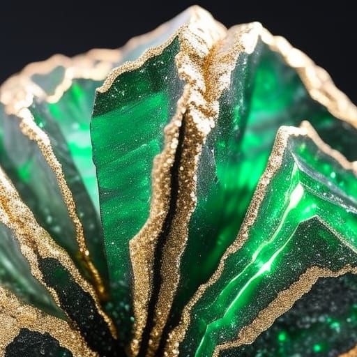 Emerald bmarble geode with gold details - AI Generated Artwork ...