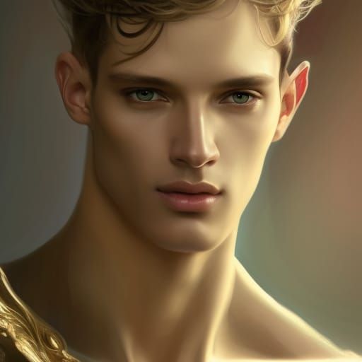 Extravagant ethereal Victoria secret angelic male model gold ...