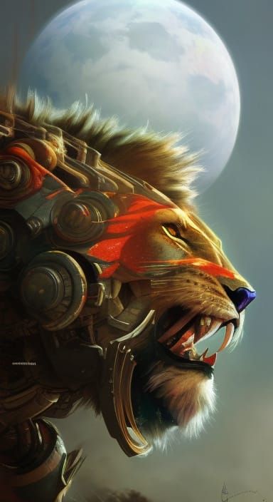 Cyber Lion - AI Generated Artwork - NightCafe Creator