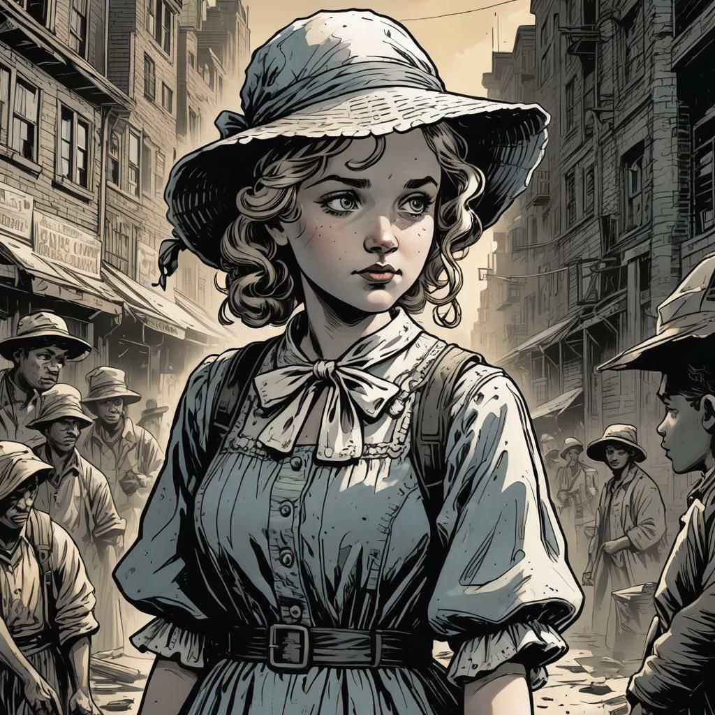 Little Bo Peep wearing her bonnet, 1930 new york city slum, telltale ...