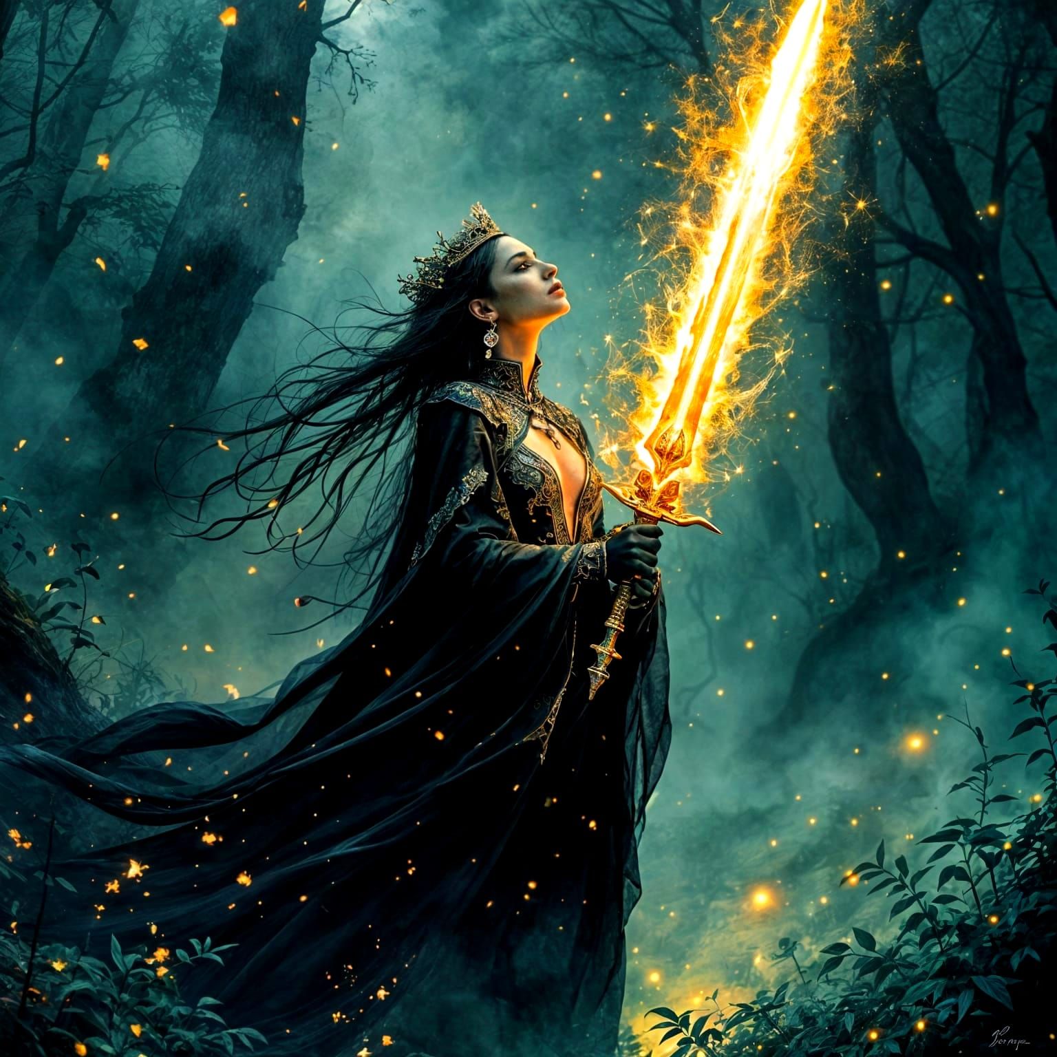 Solflare, a radiant burst of sunfire, powers it's blade