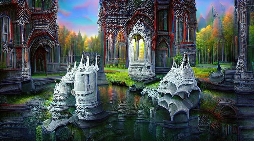 Gothic temples in luminous lake Vincent Di Fate and Ferdinand Knab 8K ...