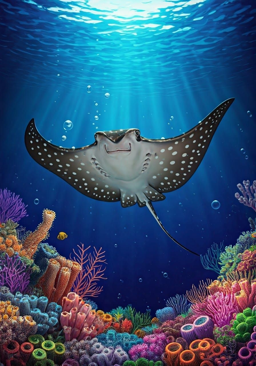 A polka dot patterned stingray. - A polka dot patterned stin...