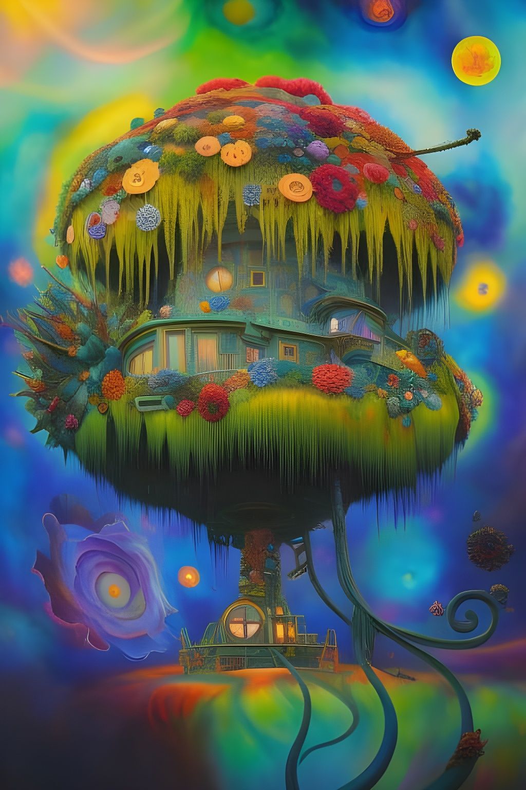 Flower Treehouse III - AI Generated Artwork - NightCafe Creator