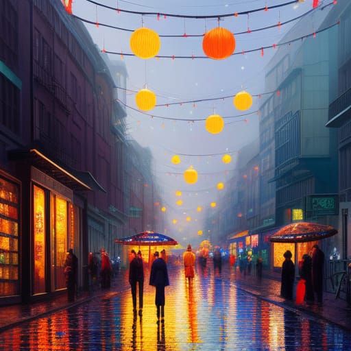 Decorated street - AI Generated Artwork - NightCafe Creator