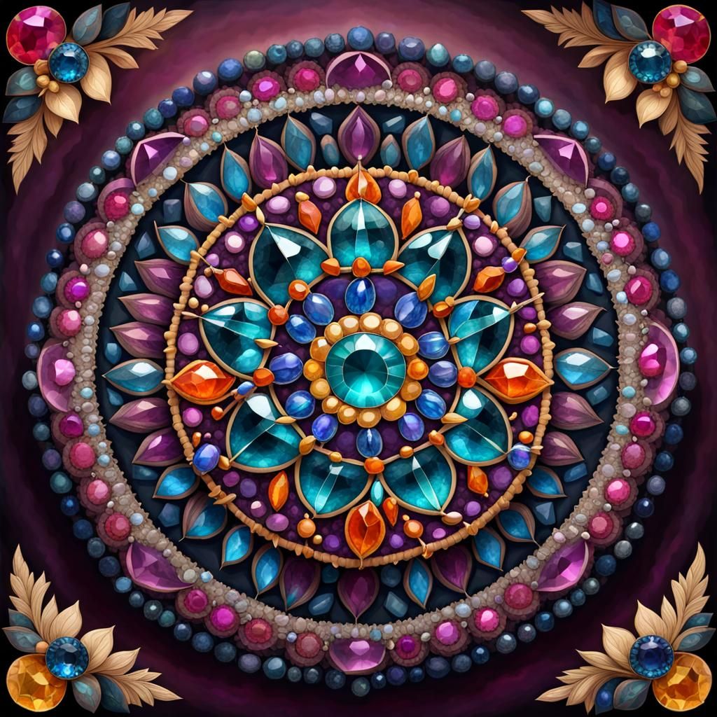 Mandala of beautiful gems - AI Generated Artwork - NightCafe Creator
