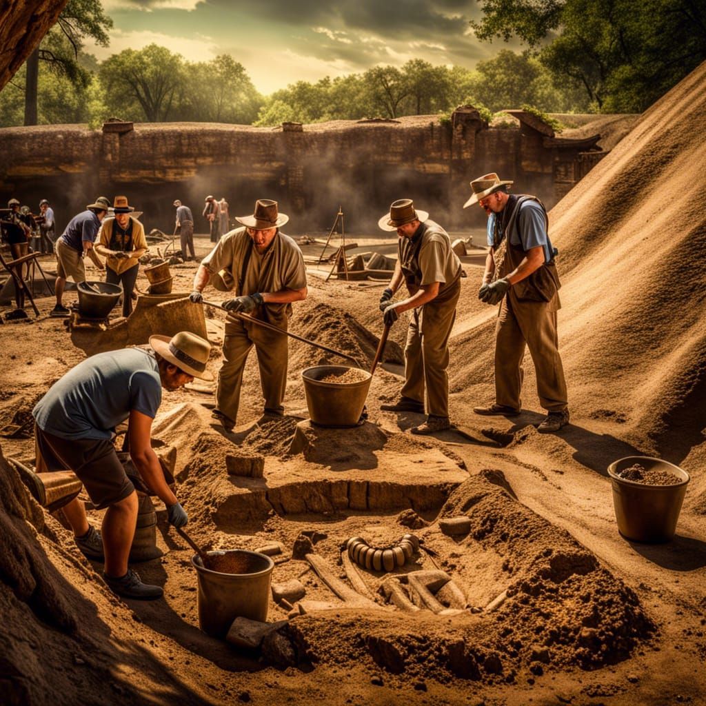 People Retrieving Ancient Buried Jewels At An Archaeological Dig Site I ...
