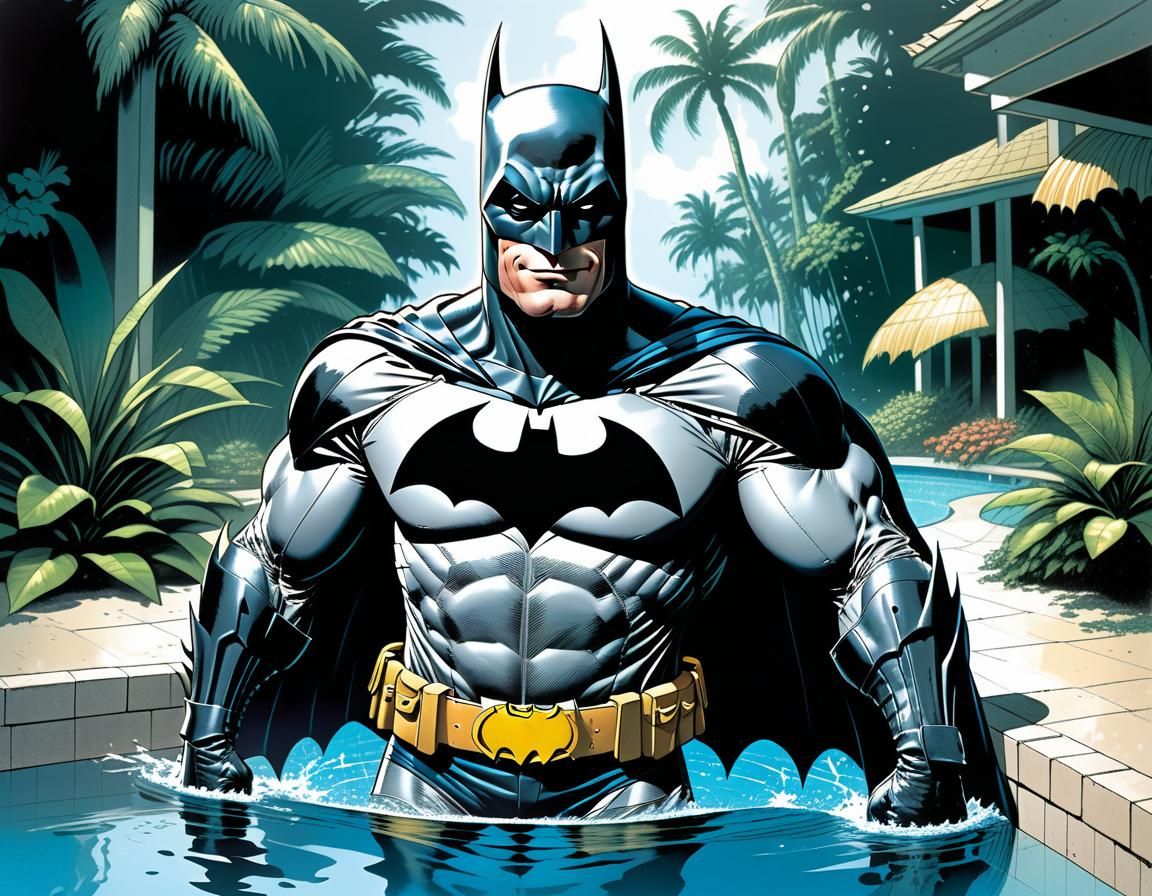 Batman chilling in the hotel's pool - AI Generated Artwork - NightCafe ...