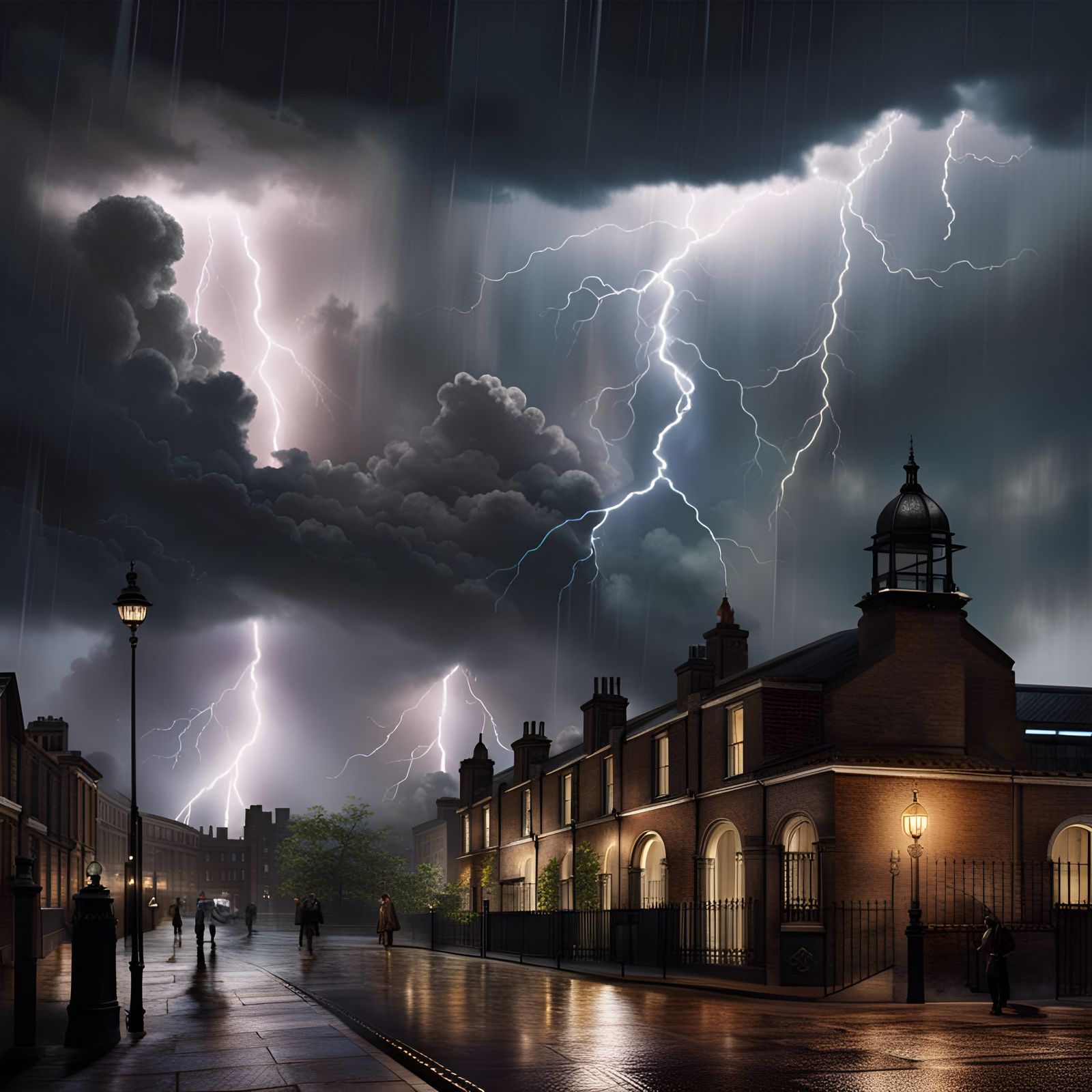 hyper realism. lightning storm over victorian London detailed photo-realistic stormscape - AI ...