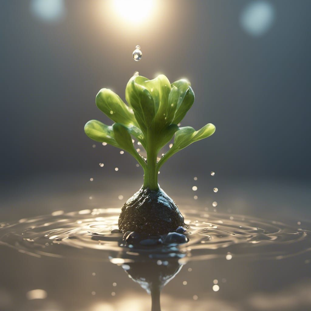 Drop off water on a sprout - AI Generated Artwork - NightCafe Creator