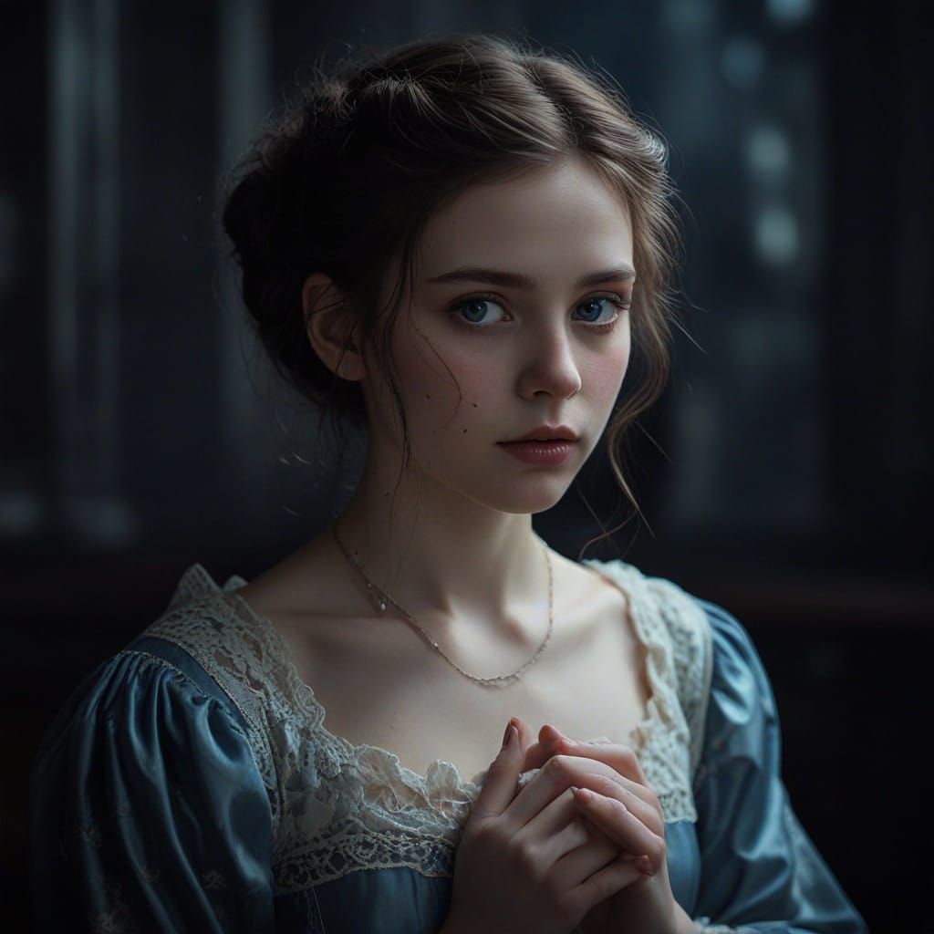 Hyper-realistic portrait photography. A gothic child of the Devil. Soft ...