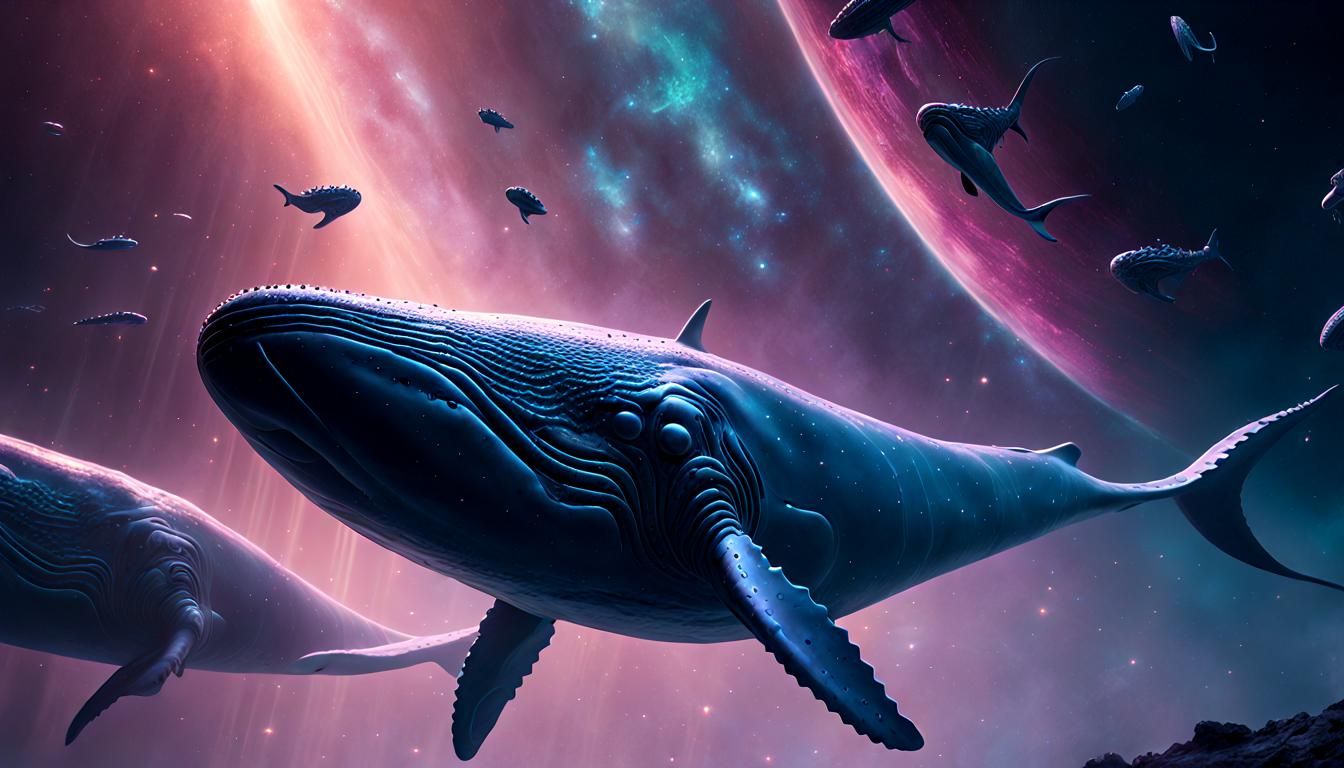 Space whales navigate the oceans of the universe - AI Generated Artwork ...