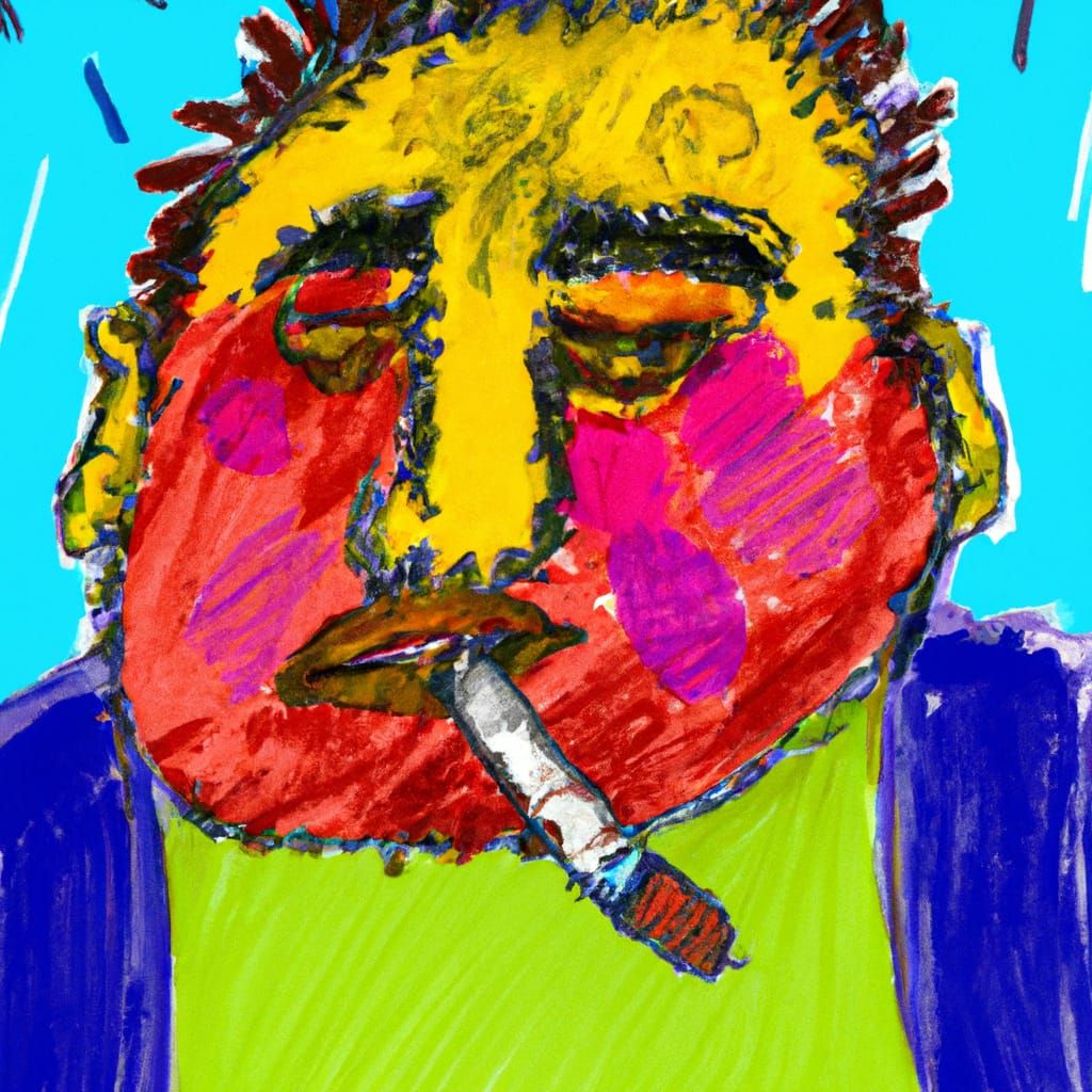 A poorly drawn cartoon portrait of a male, cartoony, surreal, over ...