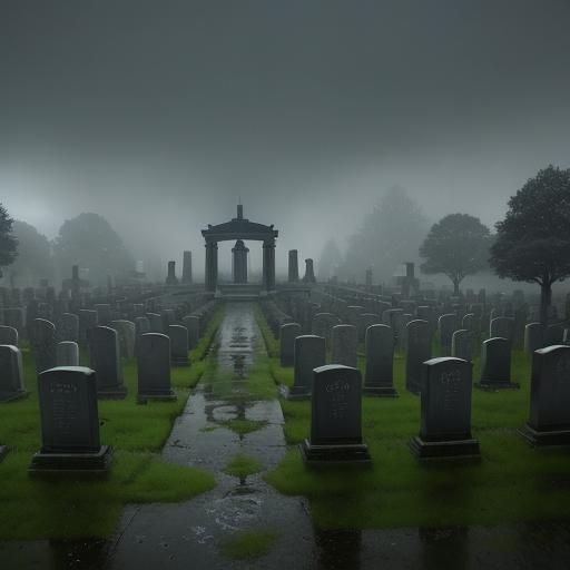 Cemetery In The Rain - AI Generated Artwork - NightCafe Creator