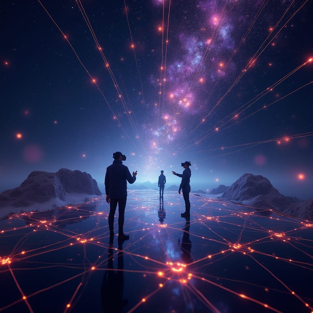 Surreal Web3 Cosmos with Glowing Nodes and Blockch... - AI Art