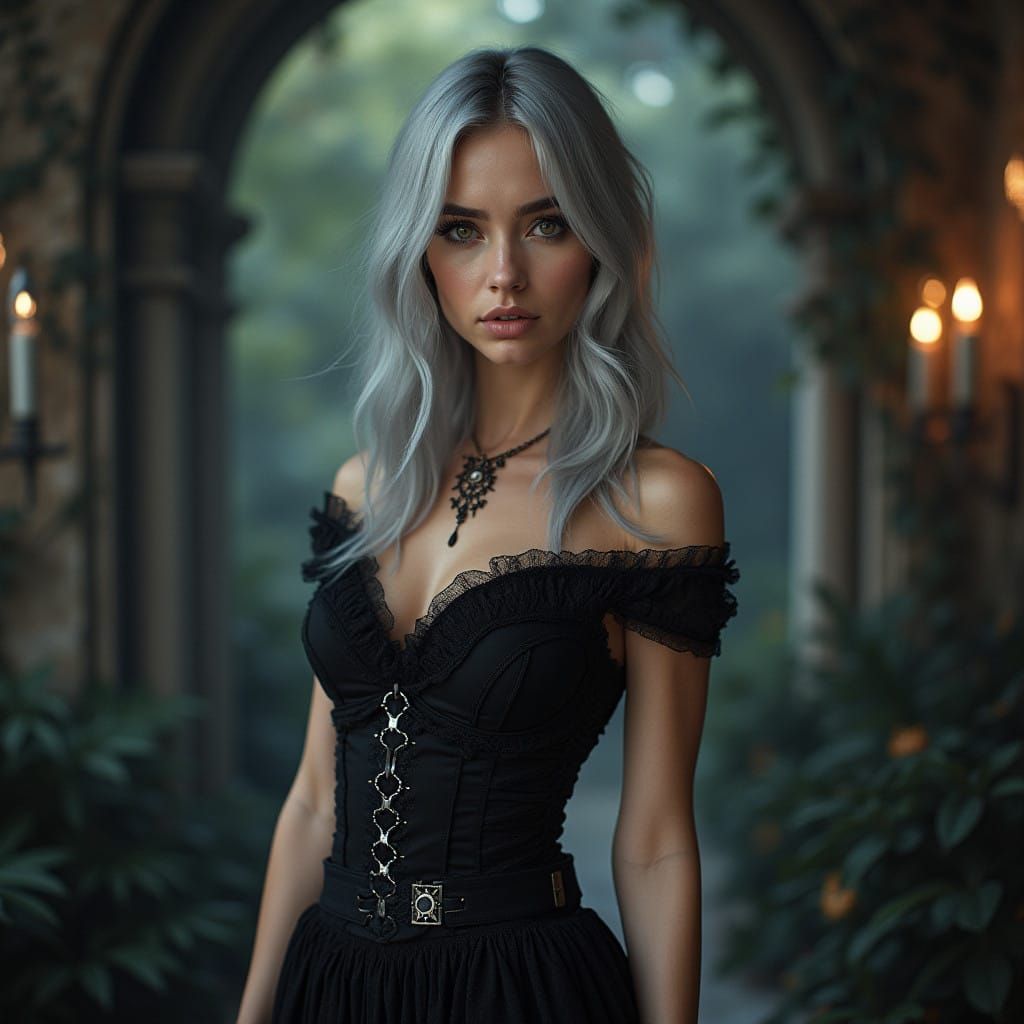 Gothic Goddess in Enchanted Realm - AI Art