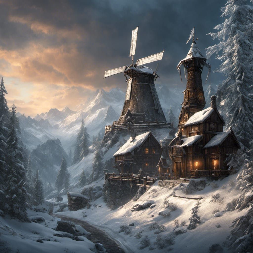 Windmill in Skyrim challenge - AI Generated Artwork - NightCafe Creator
