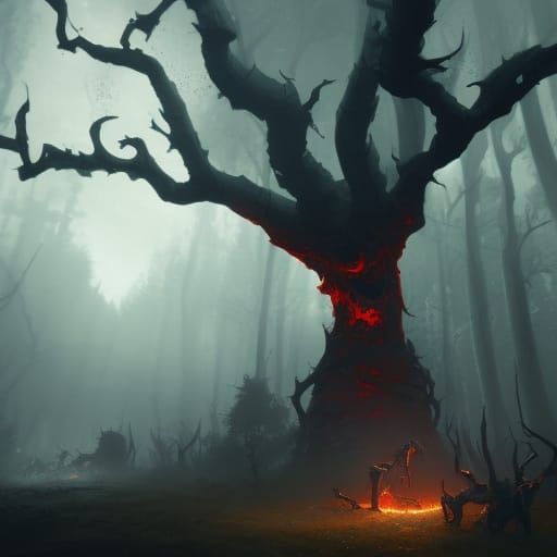 Nightmare forest - AI Generated Artwork - NightCafe Creator