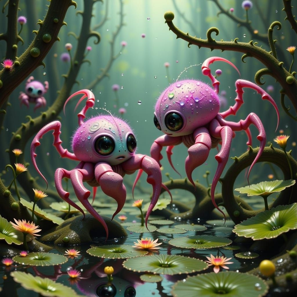 Fantastical Fae in Whimsical Alligator Swamp - AI Art