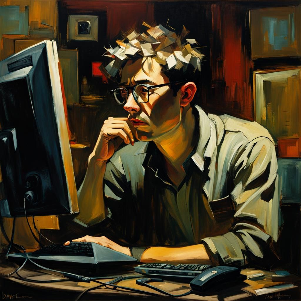 shabby young man, exasperated and frustrated expression, wearing ...