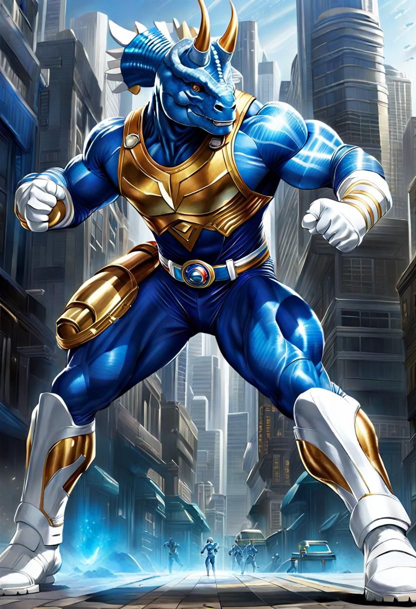 Blue Triceratops Ranger Ready to Rumble - AI Generated Artwork ...