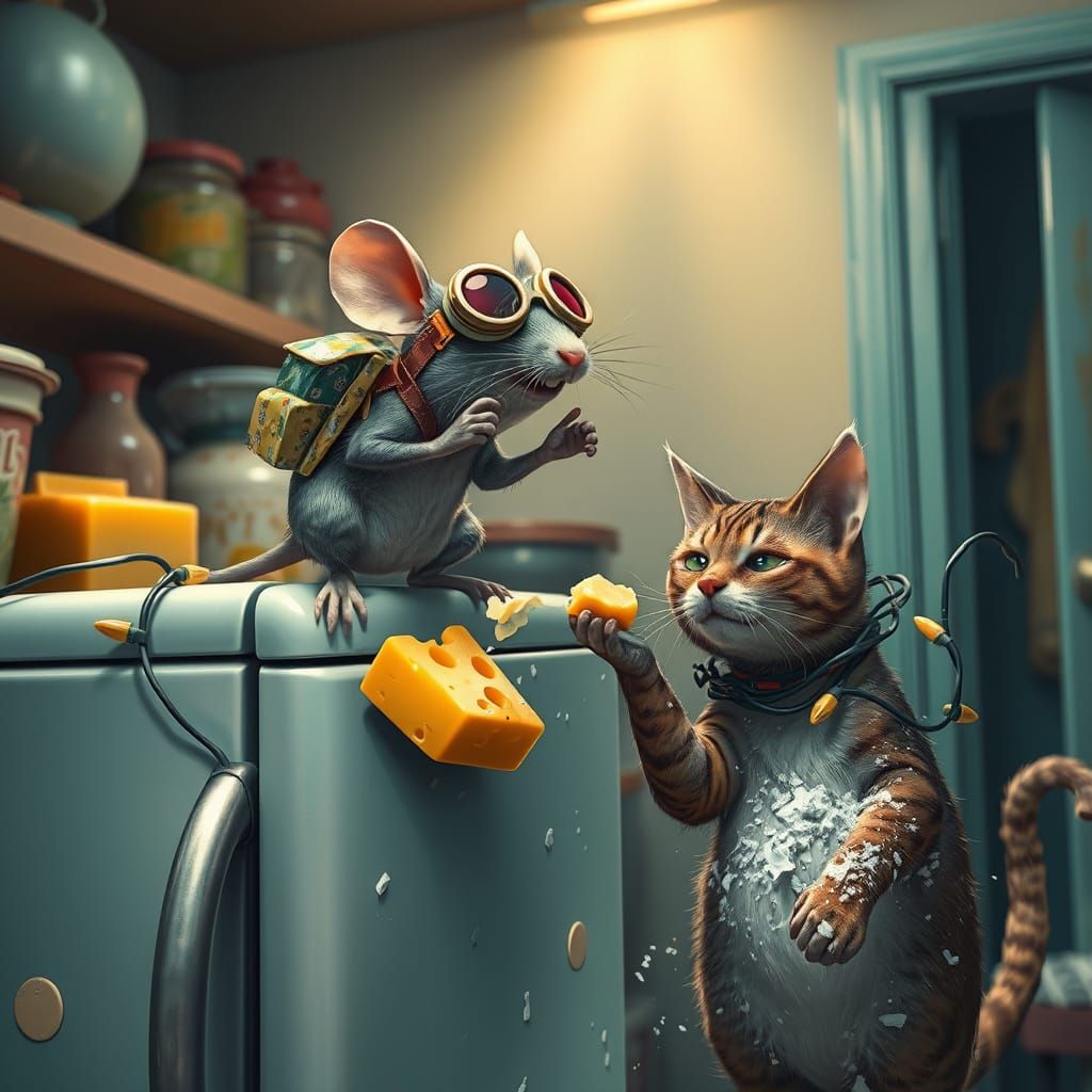 Whimsical Kitchen Mayhem in Fantasy Art Style - AI Art