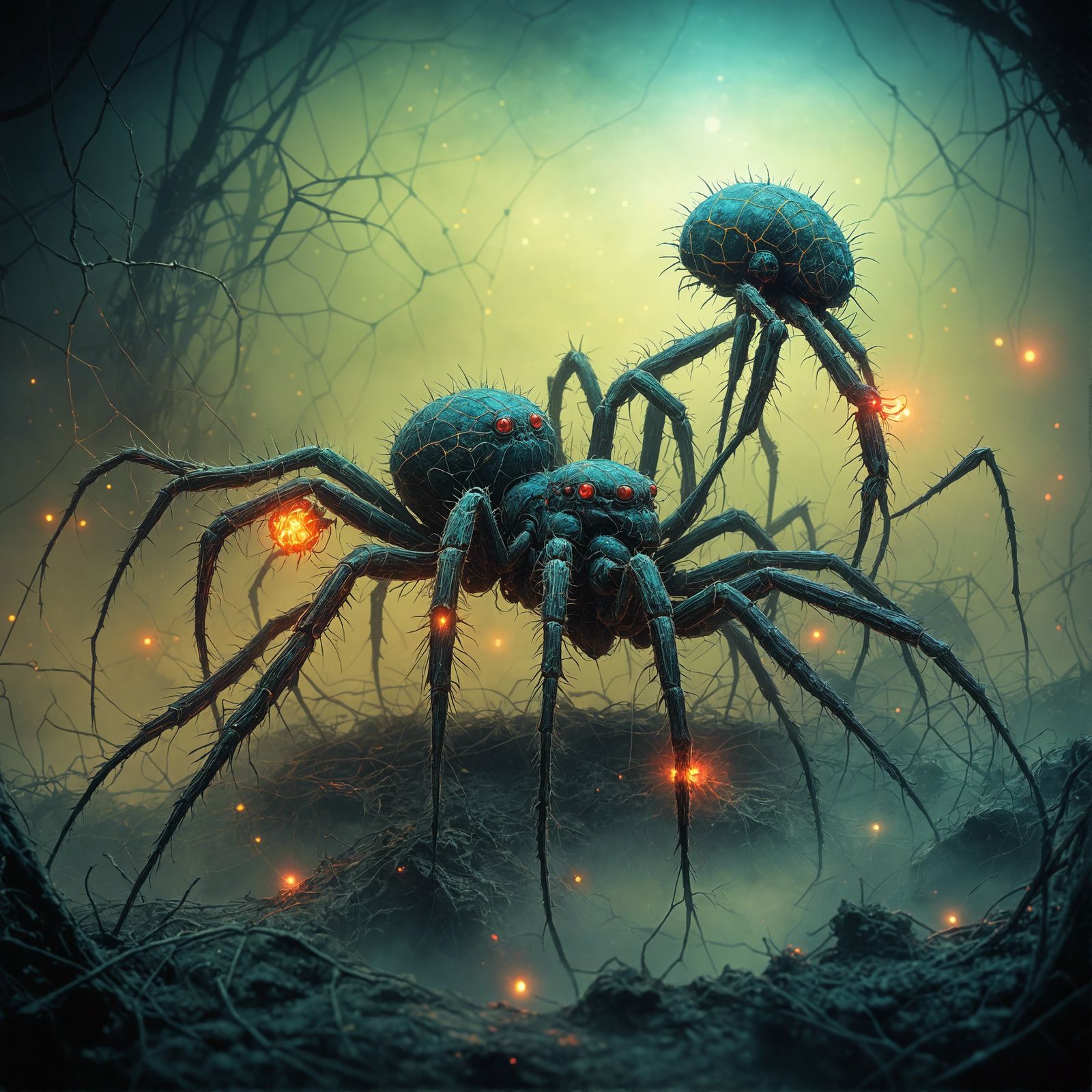 Ethereal Neon Spiders 8K By Zdzisław Beksiński - AI Generated Artwork ...