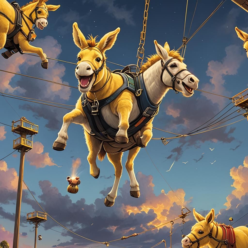 This was suppose to be one donkey on a zipline, in this image I am not ...