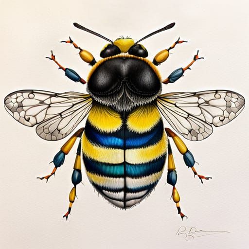 blue banded bee drawing - AI Generated Artwork - NightCafe Creator