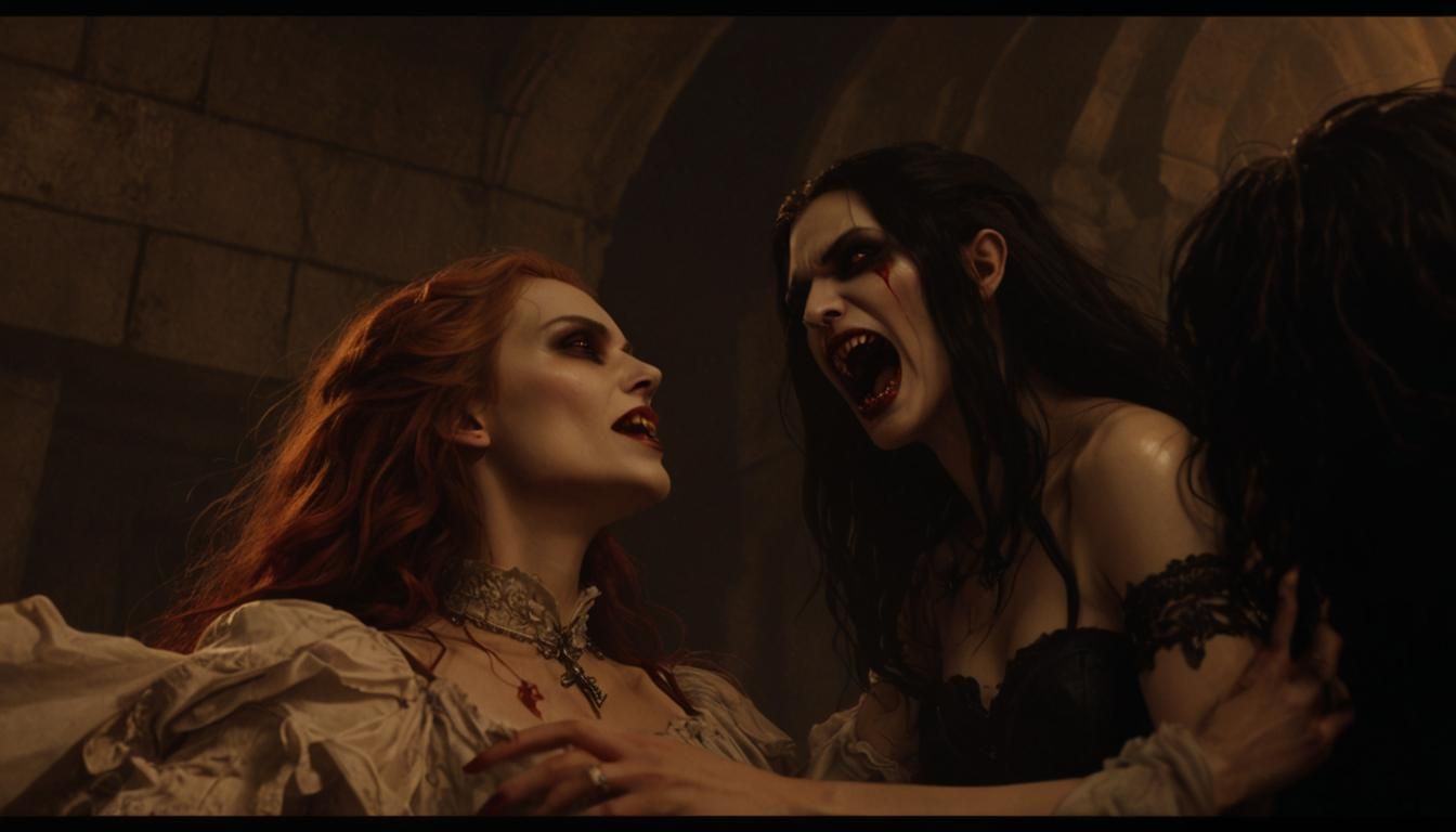 Dark Fantasy Female Vampires in Gothic Digital Art - AI Art