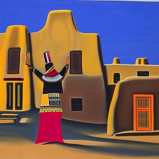 Kachina in a Pueblo I - AI Generated Artwork - NightCafe Creator