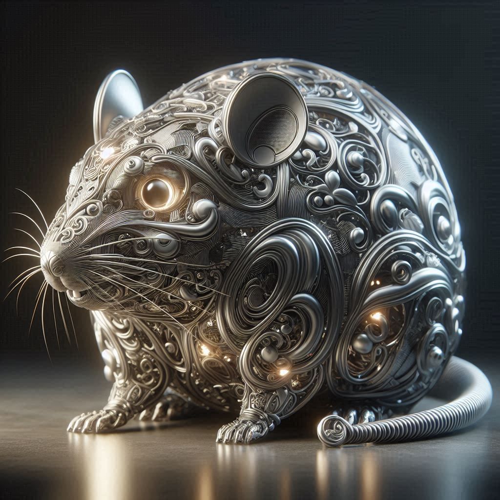 Filigree cyborg silver rat - AI Generated Artwork - NightCafe Creator