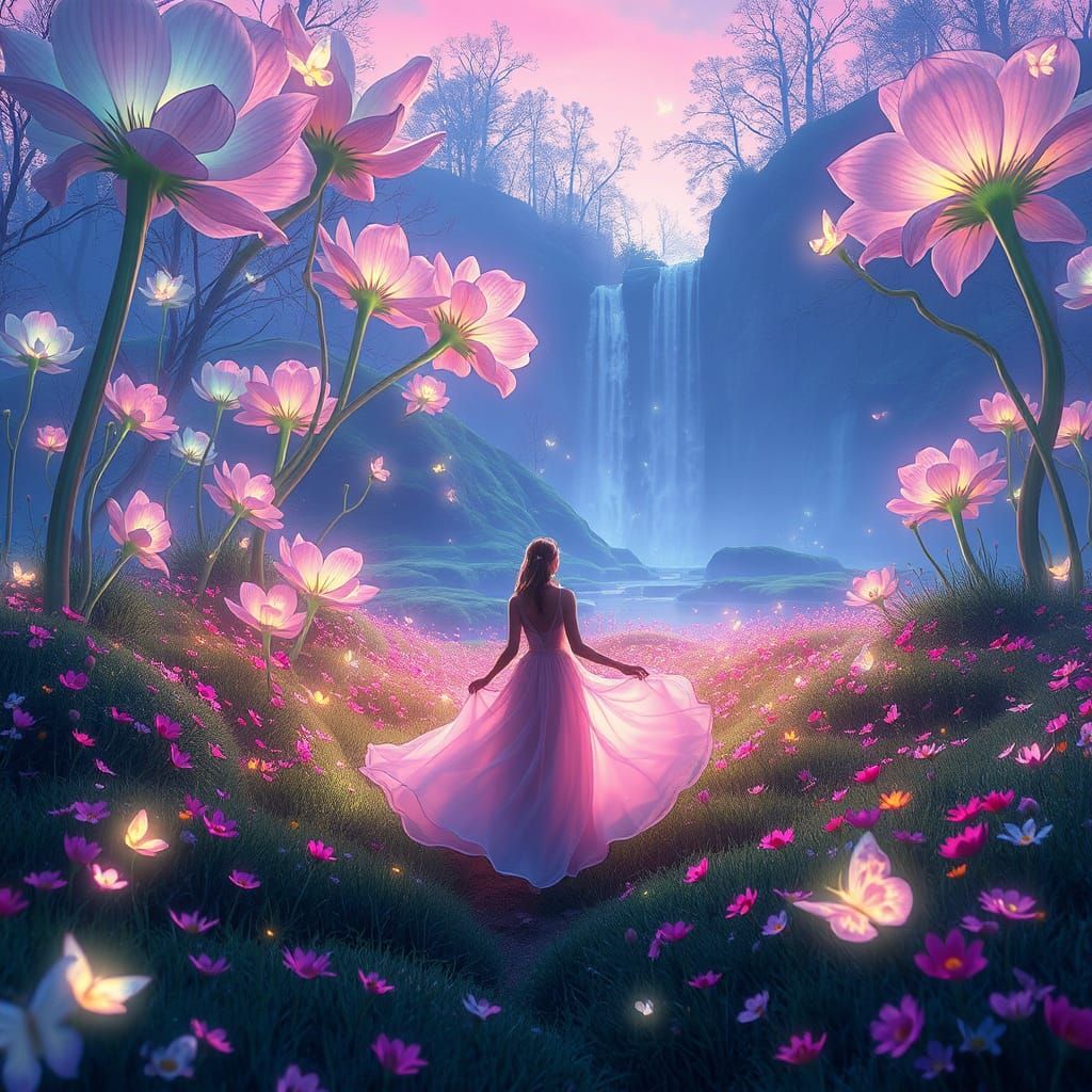 Whimsical Spring Meadow Dreamscape in Hyper-Realis... - AI Art