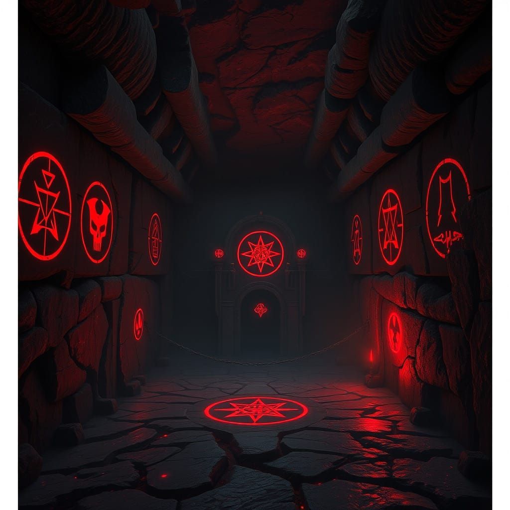 Occult Chamber - Surreal Underground Labyrinth with Fiery Re...