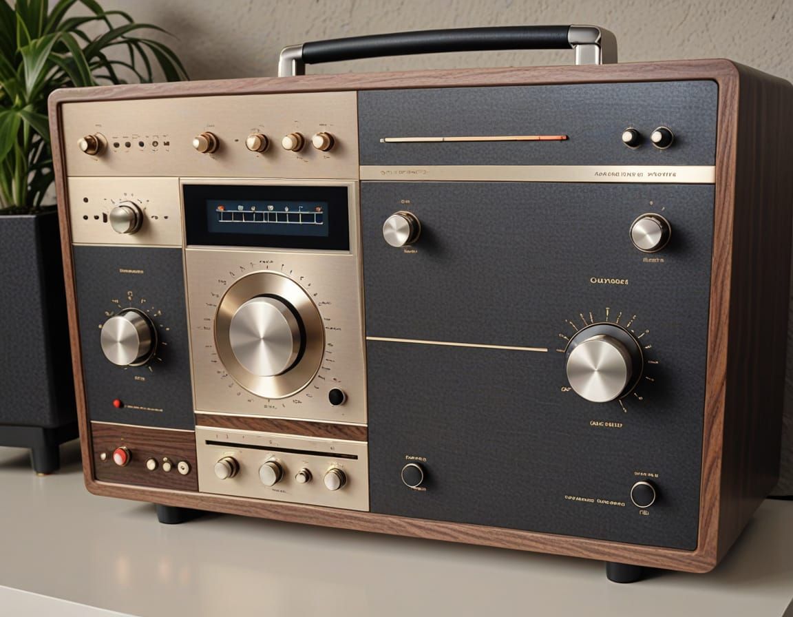 Retro Futuristic Hi-Fi Stereo System in Warm, Eart... - AI Art