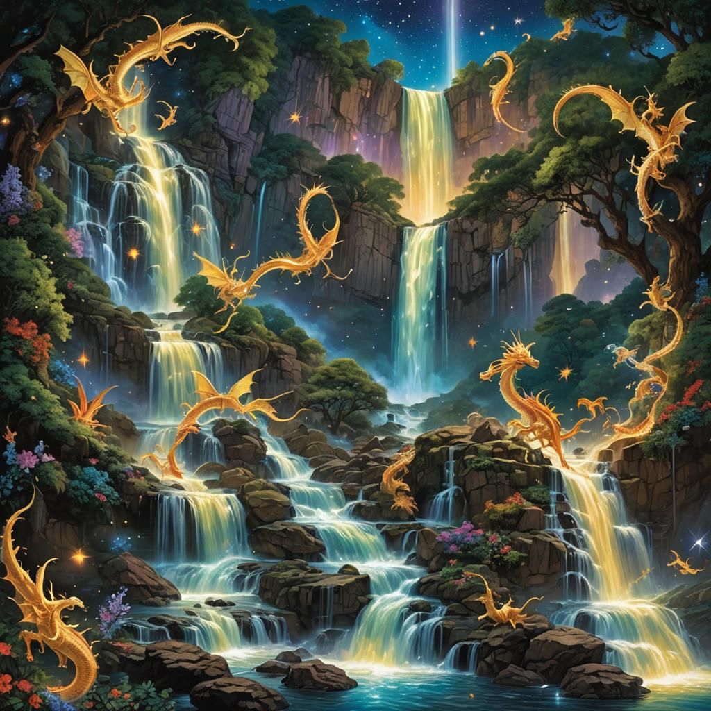 Waterfall - AI Generated Artwork - NightCafe Creator