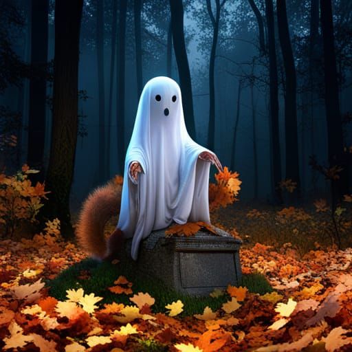Squirrel dressed as ghost - AI Generated Artwork - NightCafe Creator