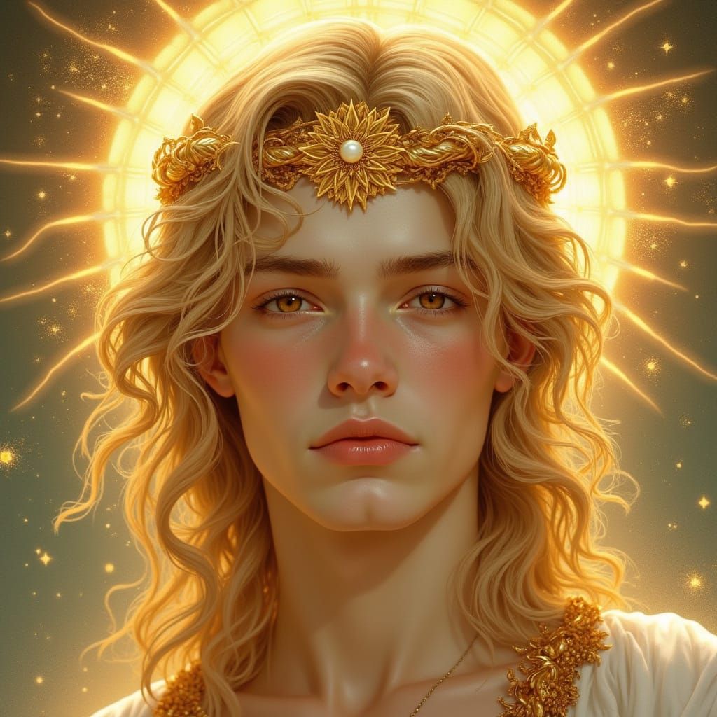 Apollo: The Light of the Gods - Ethereal Young God in Golden...