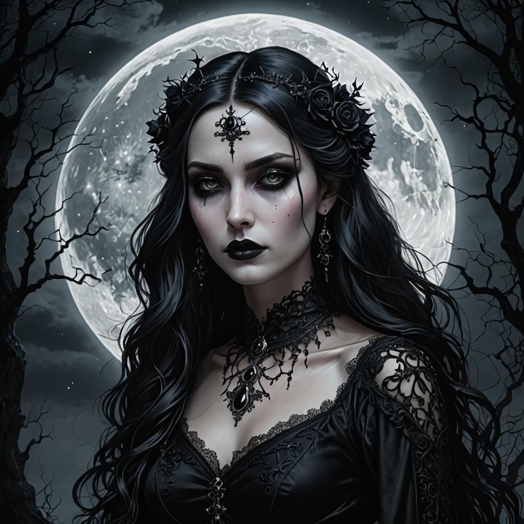 Gothic goddess moonlight - AI Generated Artwork - NightCafe Creator