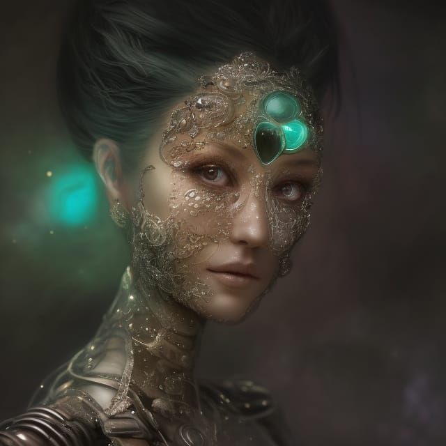 Insanely detailed portrait of “elaborate alien android princess” with ...