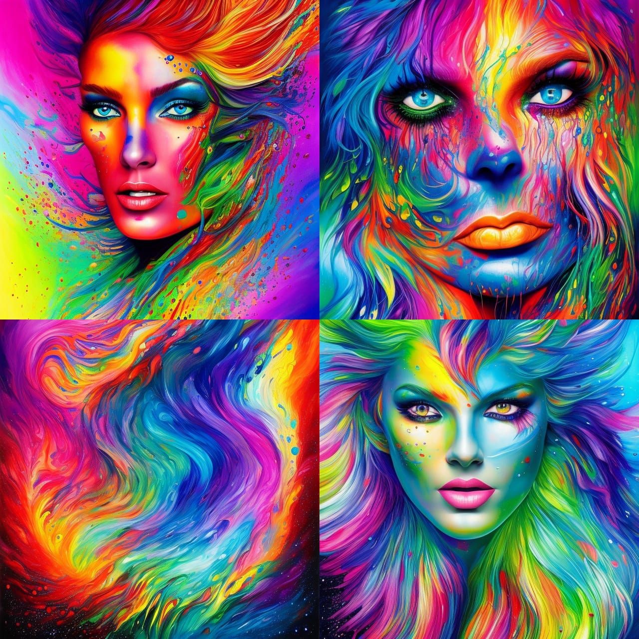 Splash Art, A Liquid Portrait Of A beautiful women Face Made Of Colours ...