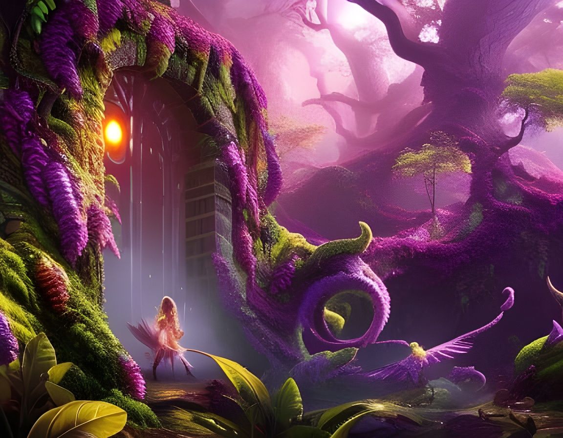 Beautiful magical forgotten fairy forest covered in vines, magical ...