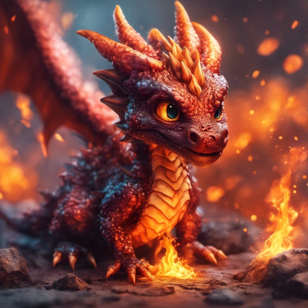 Baby fire dragon - AI Generated Artwork - NightCafe Creator