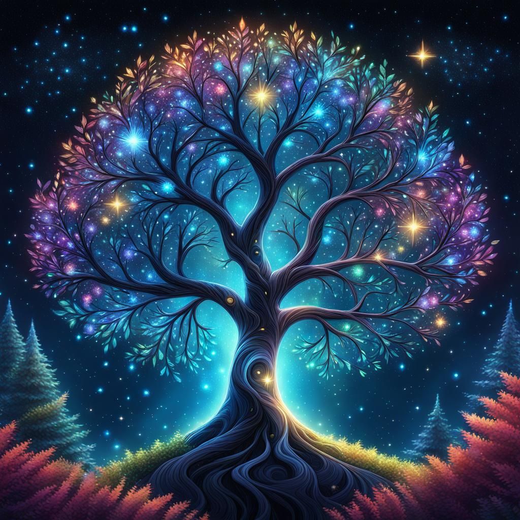 Shimmering binary tree entity - AI Generated Artwork - NightCafe Creator