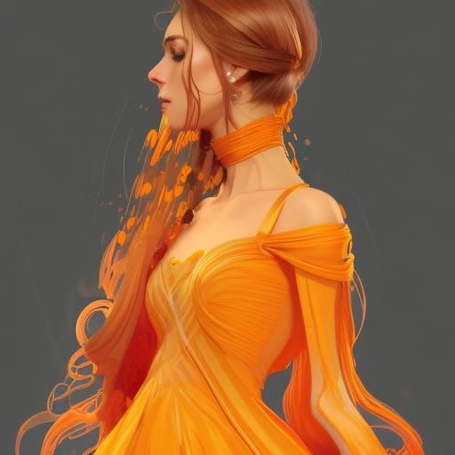 orange and yellow prom dress - AI Generated Artwork - NightCafe Creator