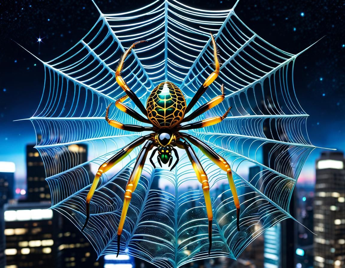 Spider on Spiderweb - AI Generated Artwork - NightCafe Creator