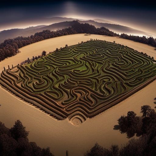 A spooky corn maze at Halloween, birds eye view - AI Generated Artwork ...