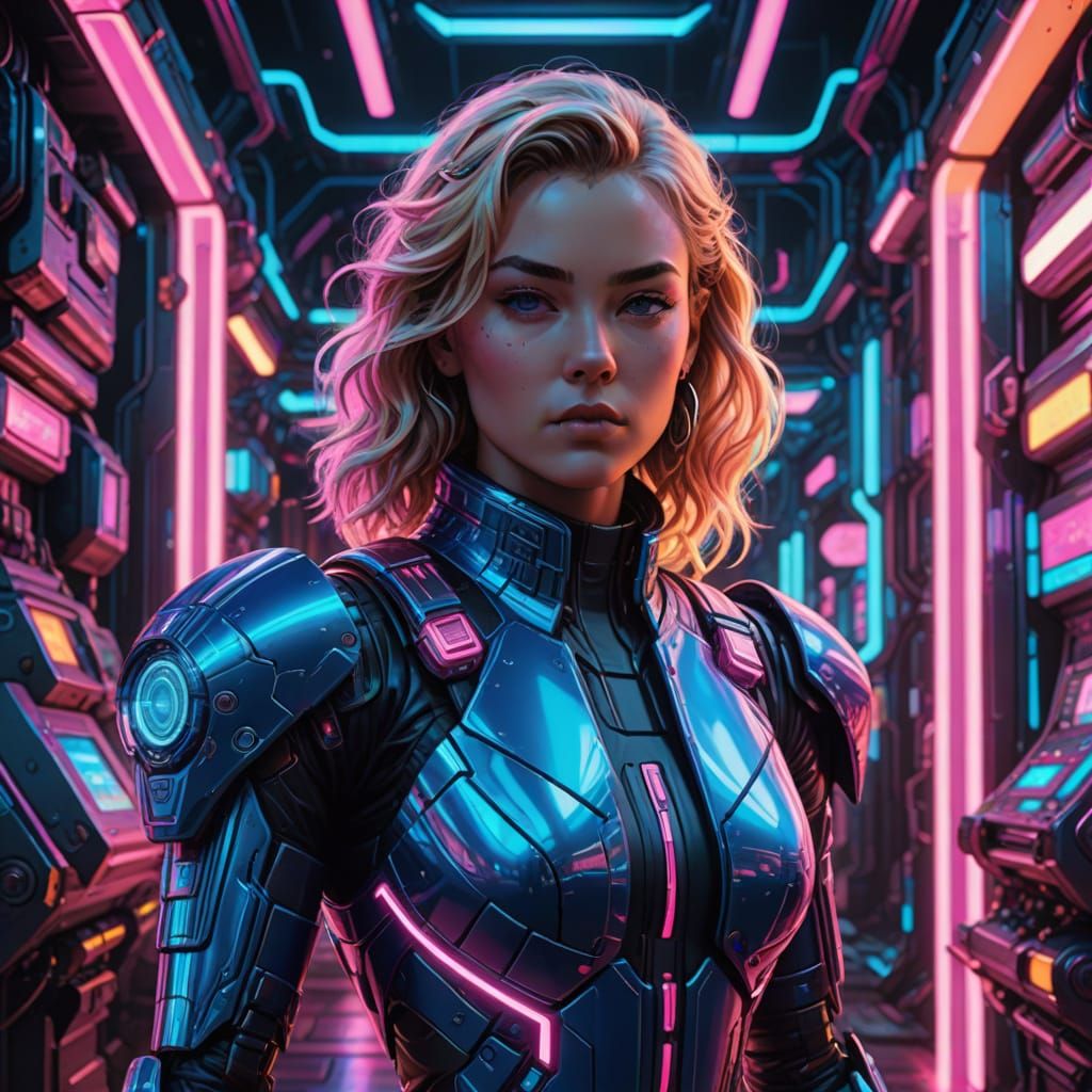 Surreal Retro-Futuristic Goddess in Cosmic Landsca... - AI Art