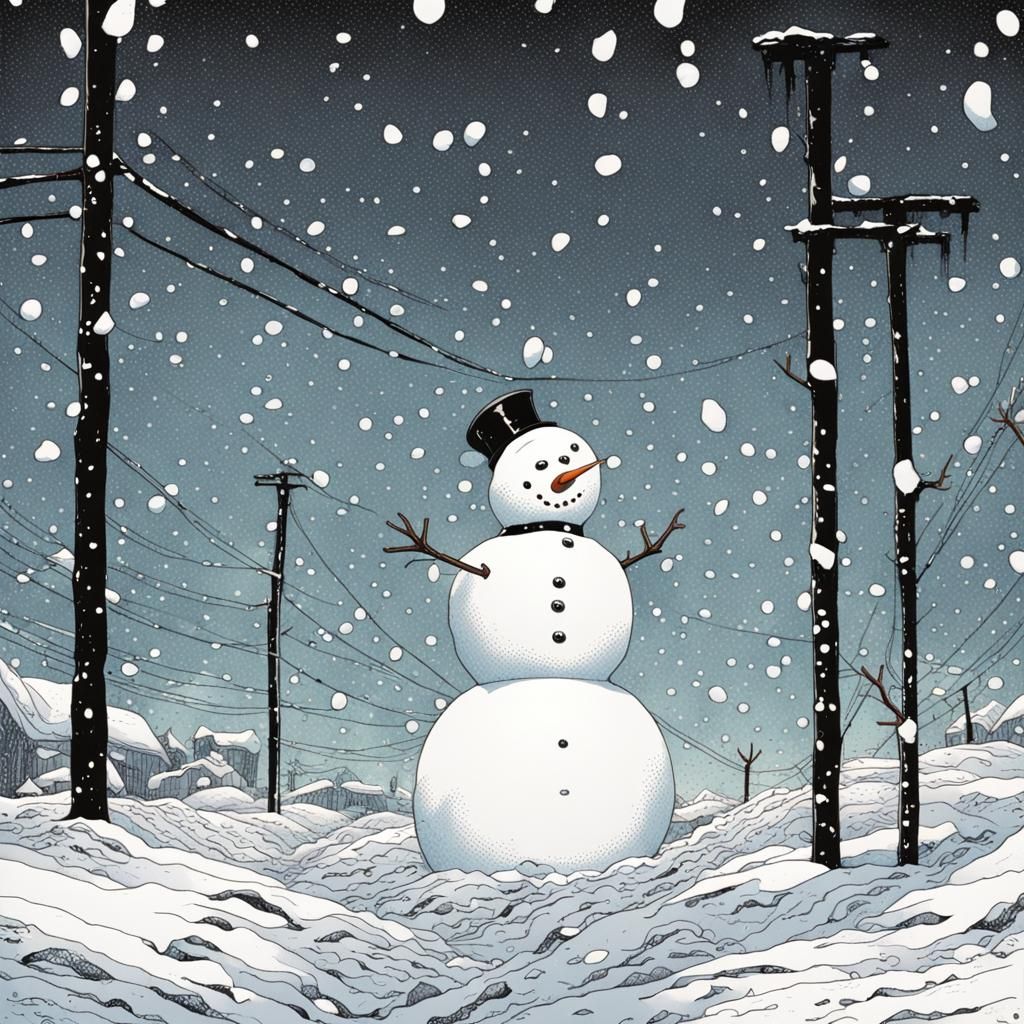 Snowman in a blizzard 1 of 4 - AI Generated Artwork - NightCafe Creator