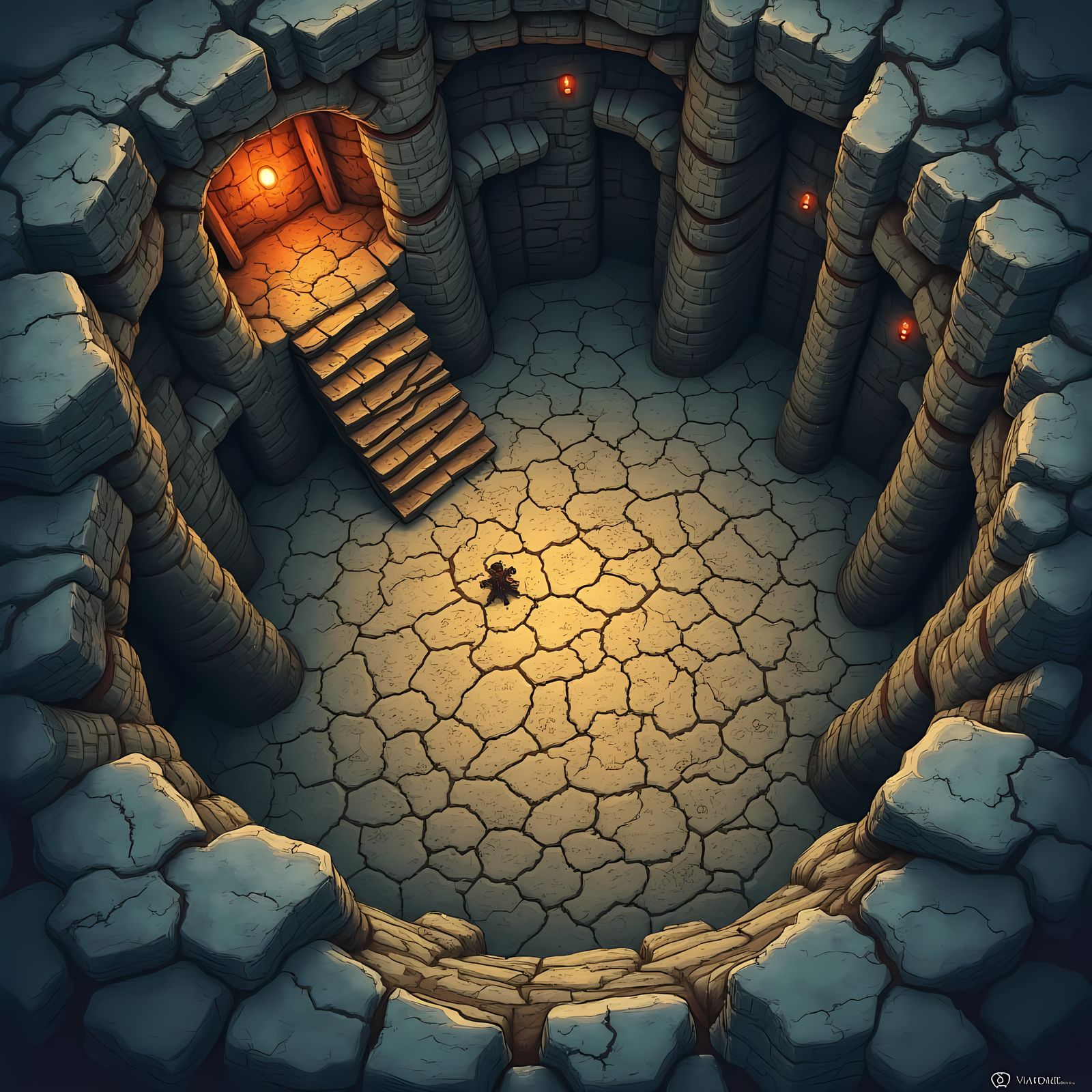 Classic Fantasy Mineshaft Map in Deep Color Palett... - AI Art